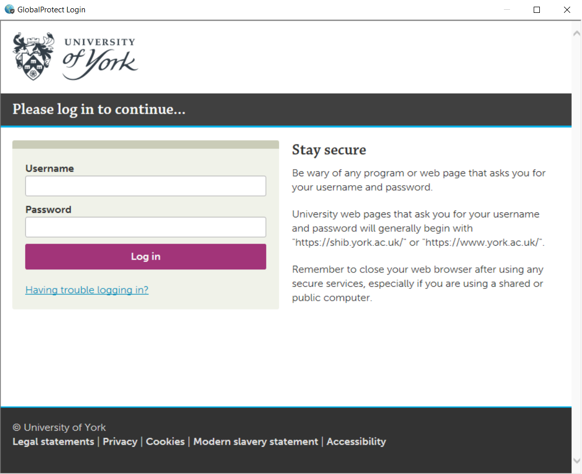 VPN: GlobalProtect Windows instructions