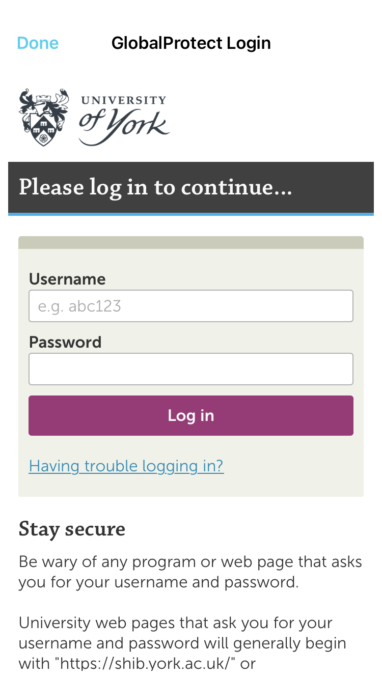 VPN: GlobalProtect on Apple iOS
