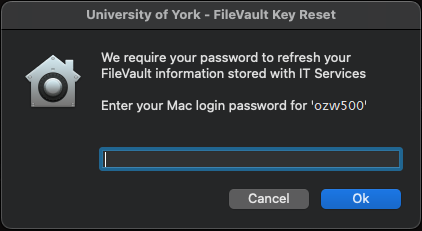 Mac: Refreshing your FileVault Information with IT Services