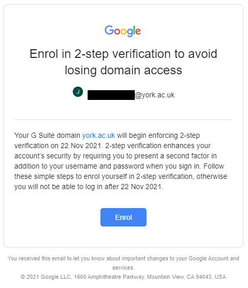 Google two-factor authentication: Initial setup