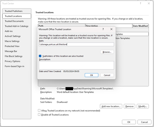 Microsoft 365: "Blocked Content" message | IT Services: support guides ...