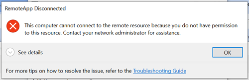 Virtual Desktop Service (VDS): "Remote App Disconnected" error | IT ...