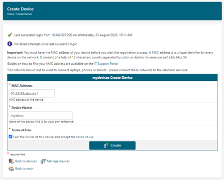 Connect to the mydevices network: Games consoles and smart devices | IT ...