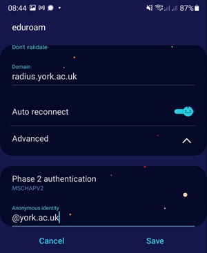 Connect to wifi (eduroam): Android | IT Services: support guides and answers, University of York