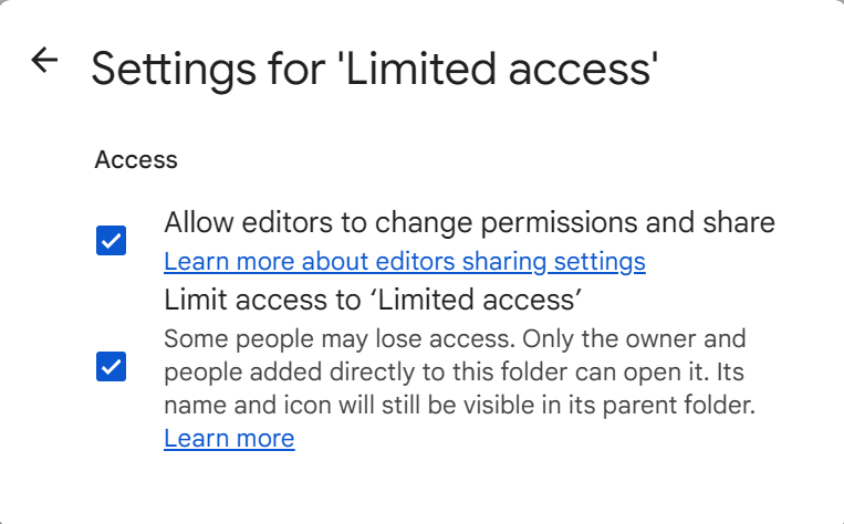 Google Drive: Limit access to folders | IT Services: support guides and answers, University of York
